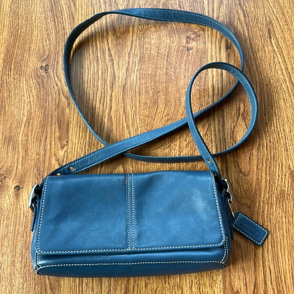 Coach | Bags | Vintage Coach Blue Leather Small Crossbody Shoulder Bag ...